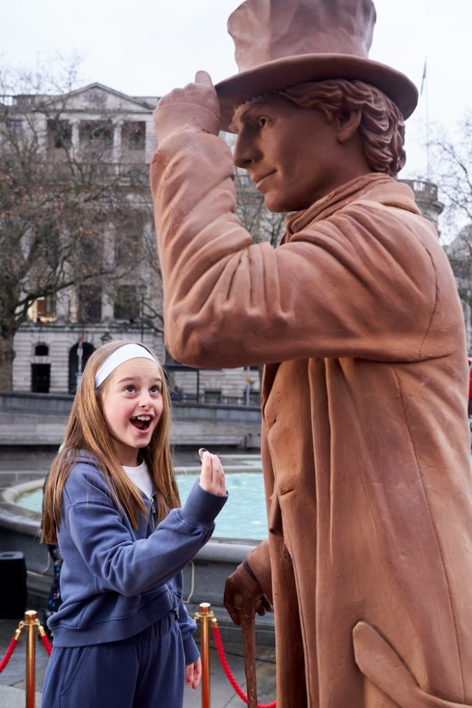 Giant Chocolate Wonka Statue Appears in Trafalgar Square