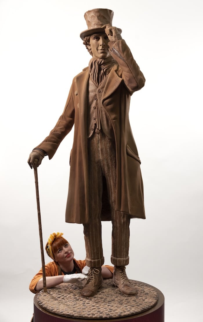 Giant Chocolate Wonka Statue Appears in Trafalgar Square